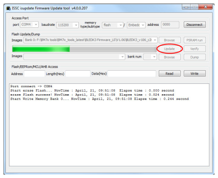 5.1 Flash Programming Procedure Using BM71 EVB
