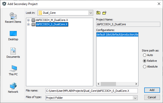 6.3.4 Dual Core Projects - dsPIC33CH Devices