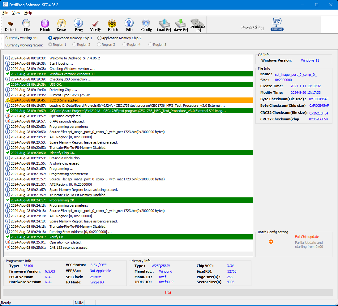 4.3.2 Programming with the DediProg SF100